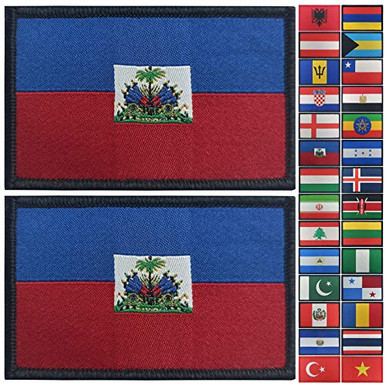 JBCD 2 Pack Haiti Flag Patch Haitian Flags Tactical Patch Pride Flag Patch for Clothes Hat Patch ...