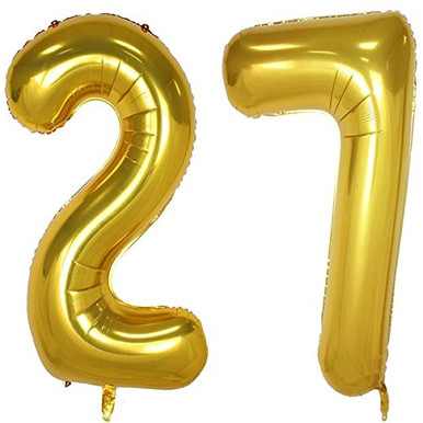 40inch Gold Foil 27 Helium Jumbo Digital Number Balloons 27th Birthday ...
