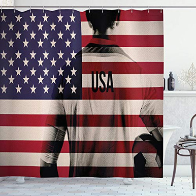 Ambesonne Soccer Shower Curtain Composite Double Exposure Image of a ...
