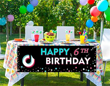 6th Birthday Banner Birhday Party Signs and Birthday Backdrop for 6th ...