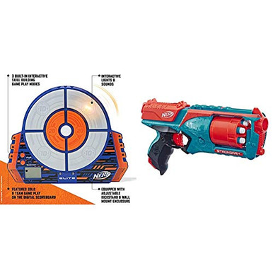 NERF Elite Digital Target and Strongarm N-Strike Elite Toy Blaster with ...