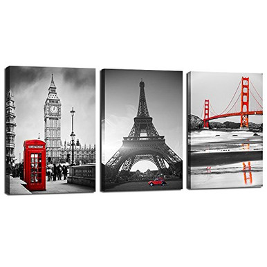 Live Art Decor - Canvas Prints Famous Building Wall Art Decor 3 Panels ...