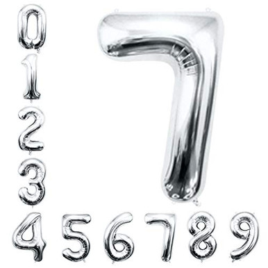 Silver Number Balloons 32inch Helium Birthday Balloons Foil Mylar ...