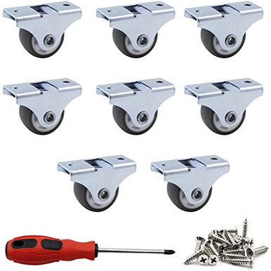 ZXHAO 8 Pack 1 Caster Wheels Rigid Fixed Non Swivel Casters with Metal ...