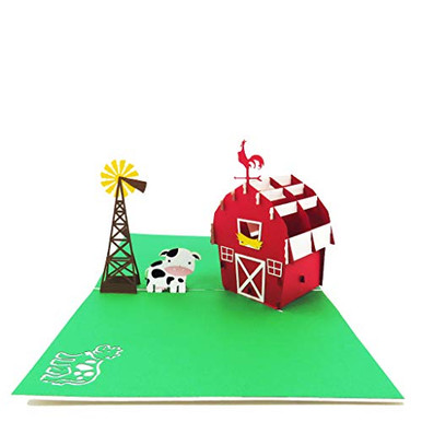 Farmhouse Pop Up Card Cow Barn Pop Up Greeting Card Happy Birthday Card ...