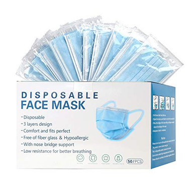 mystcare Disposable Face Mask 50 Pack Individually Packaged Wrapped ...