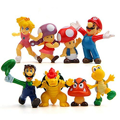 HFZXM Action Figures 8 pc Mario Birthday Cake Topper Decoration Mini ...