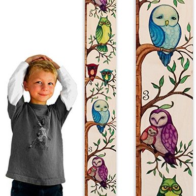 Growth Chart Art | Owl Growth Chart | Wooden Height Chart for Measuring ...
