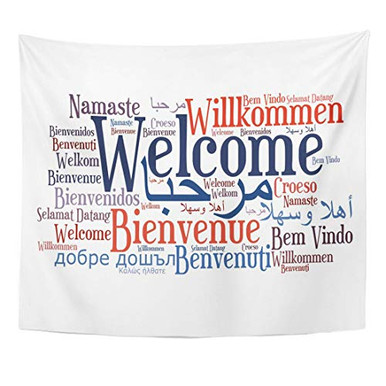 Remain Unique Tapestry Sign Welcome Phrase in Different Languages Words ...