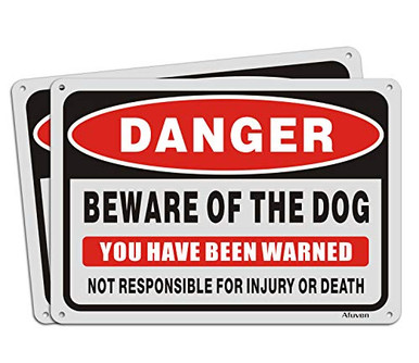 2 Pack Beware of Dog Signs for Fence-Gates Dog Warning Sign Metal ...