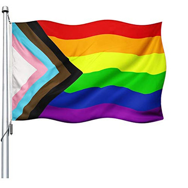 Gmeitoey Progress Pride Trans Inclusive POC Rainbow Flag- Vivid Color ...