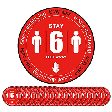20 Pack Social Distancing Floor Decal Stickers - 8 Round Safety ...