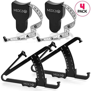 MEDca Body Tape Measure and Skinfold Caliper for Body Set - -Pack of 4 ...