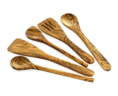 Olive Wood Kitchen Utensils - Wooden Spoons and Spatulas for Cooking ...