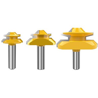 45 Degree Lock Miter Router Bit Set 1-2 Inch Shank 1-2 3-4 1 Cutting ...