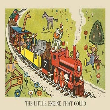 The title page from the childrens tale about a little train engine that ...