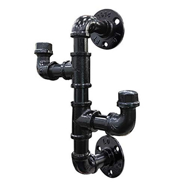 Industrial Rustic Pipe Coat Rack Double Black Pipe Coat Hooks Pipe ...