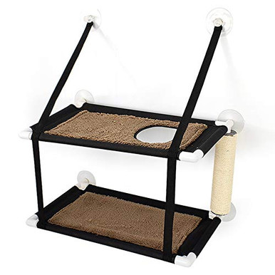 Double Layer Cat Window Perch with Scratcher Cat Window Hammocks for ...