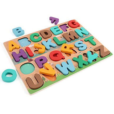 Wooden Alphabet Puzzle ABC Letter Puzzles Toys for Toddlers 1 2 3 Years ...