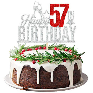 Happy 57th Birthday Cake Topper - Fifty seven-year-old Cake Topper 57th ...