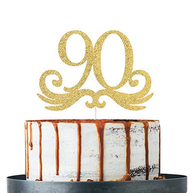 Gold Glitter Number 90 Cake Topper - for 90th Birthday - 90th Wedding ...