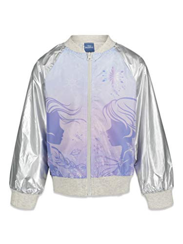 Disney Frozen Elsa Anna Big Girls Long Sleeve Bomber Jacket10-12 Gray ...