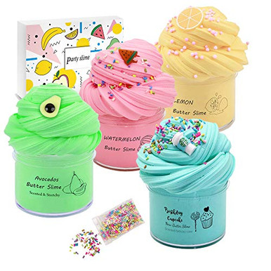 sloueasy 4 Pack Butter Slime Kit with Pink Color Watermelon Slime and ...