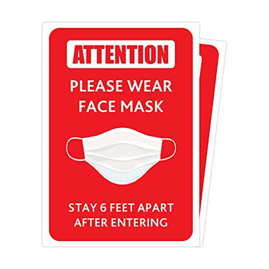 Face Mask Required Sign Pack of 03 Wear Mask Sign Decals with Over ...