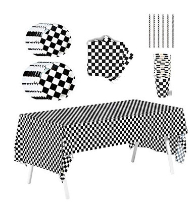Serves 20 Guests 101 Pack Race Car Checkered Party Supplies Decoration ...