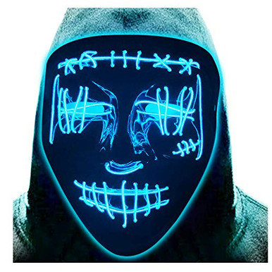 ATIMGIO Halloween LED Mask Light Up Mask Scary EL Wire Mask Cosplay ...