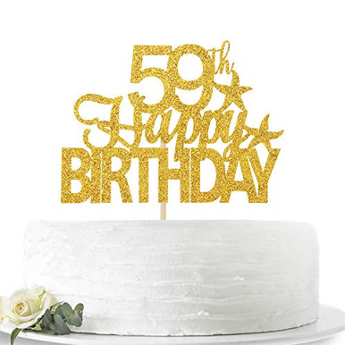 Gold Glitter Happy 59th Birthday Cake Topper Hello 59 Cheers to 59 ...