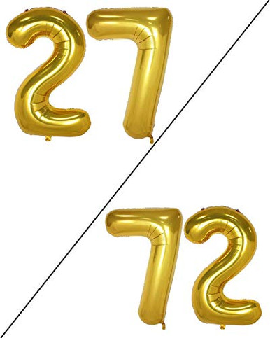 AULE 40 Inch Large 27 Balloon Numbers Gold Big Foil Number Balloons ...