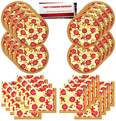 Pizza Party Supplies Bundle Pack for 16 Guests (Plus Party Planning ...