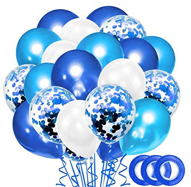 Grier Blue Confetti Latex Balloons 60pcs 12Inches Confetti Balloons ...