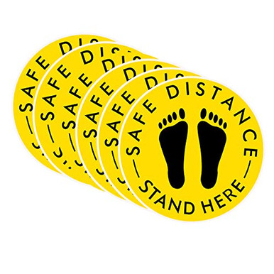 Bamsod 11 Round Social Distancing Floor Decals 6-Pack Safety Floor Sign ...