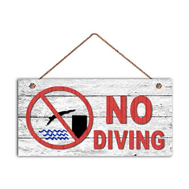MAIYUAN Wood Sign NO Diving Sign Swimming Pool Sign Pool Gate Sign 5 x ...