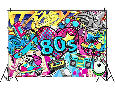 80s Backdrop Hip Pop 80s Themed Party Background 9x6ft Photo Booth ...