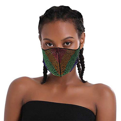 Urieo Sparkly Rhinestones Face Masks Gold Glitter Crystal Masks Bling ...