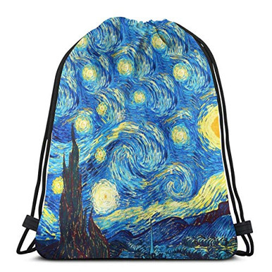 the starry night van Gogh Drawstring Backpack Gym Sack Lightweight ...