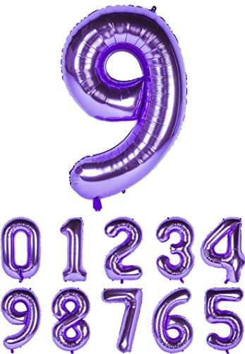 Purple Number Balloons 40 Inch Helium Mylar Birthday Decorations of ...