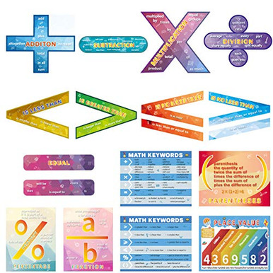 15 Pieces Educational Math Posters Set 14x11 Inch Large Math Symbol ...