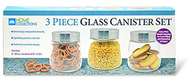 Home Expression 3 Piece Small Glass Canister Set - Warehousesoverstock