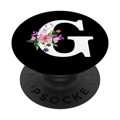 pretty rose floral monogram white letter G cute pink flowers PopSockets ...