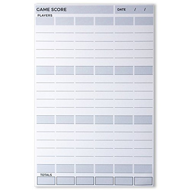 Game Score Sheet Pad - Blank Scoring Notepad for Games - 50 Sheets ...