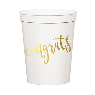 White Congrats Cups, Congratulations Cups, Graduation Party Decor ...