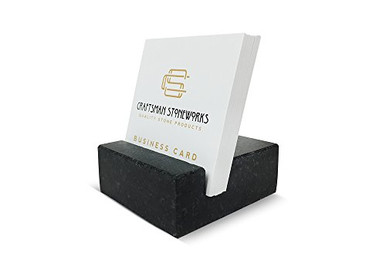 Square Business Card Holder Black Absolute Granite - Warehousesoverstock
