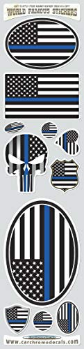 USA PoliceThin Blue line Stickers Set 11 Flag Decals Bumper car auto ...