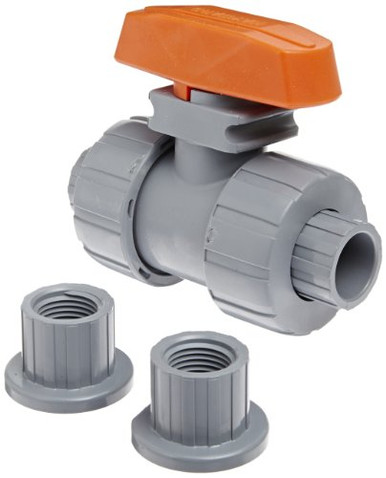 Hayward TB2050ST Series TB True Union Ball Valve Socket-Threaded End CPVC with FPM Seals 1-2 ...