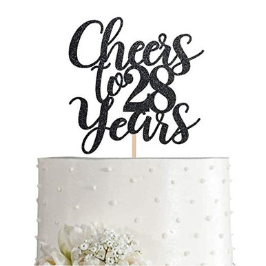 28 Black Glitter Happy 28th Birthday Cake Topper Cheers to 28 Years ...
