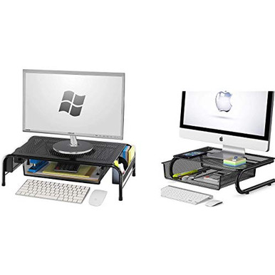 SimpleHouseware Metal Monitor Stand Riser with Drawer - Mesh Monitor ...